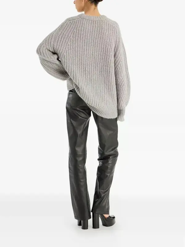 ROTATE BY BIRGER CHRISTENSEN Straight Leather Trousers - Grey