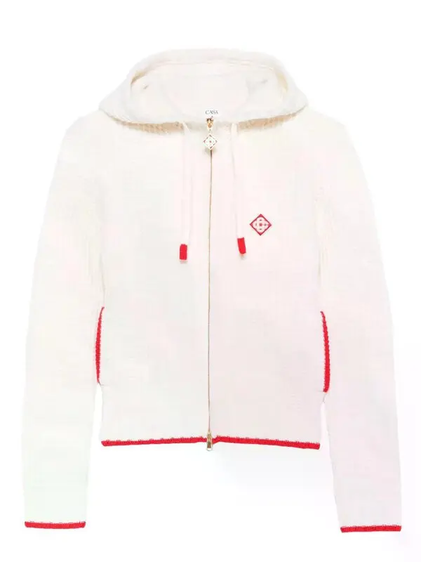 Casablanca Waffle Zip-up Hoodie - Neutrals