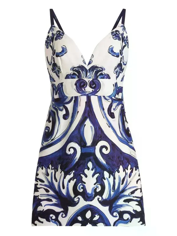 Dolce & Gabbana Majolica Mini Dress - Blue