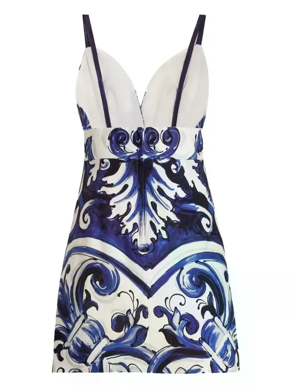 dolce and gabbana blue and white majolica dress Dolce & Gabbana Majolica Printed Cotton Dress - BOPF