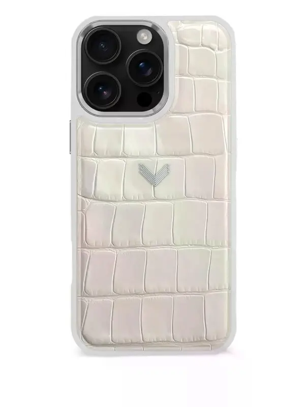 VELANTE Crocodile-effect Iphone 16 Pro Max Case - White