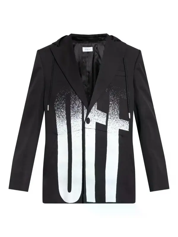 Off-White Hooded Jacket With Spray-paint Graphic - Black