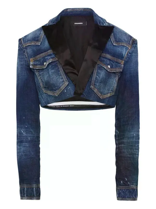 Dsquared2 Cropped Denim Jacket - Blue