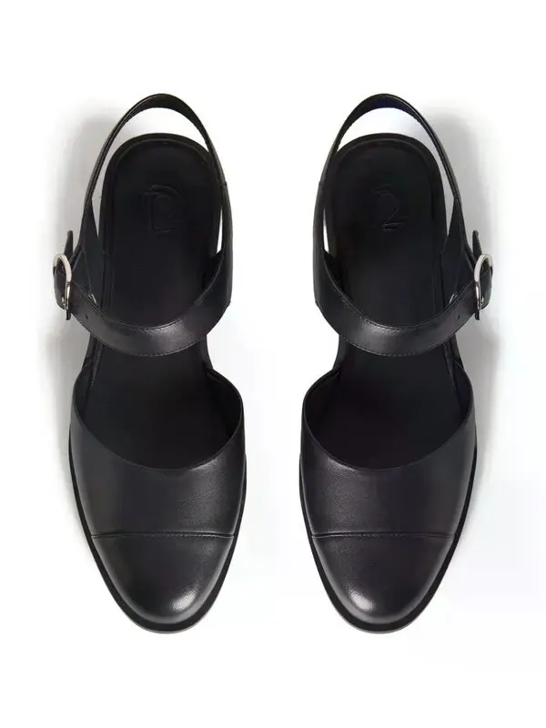 12 STOREEZ Leather Flat Pumps - Black