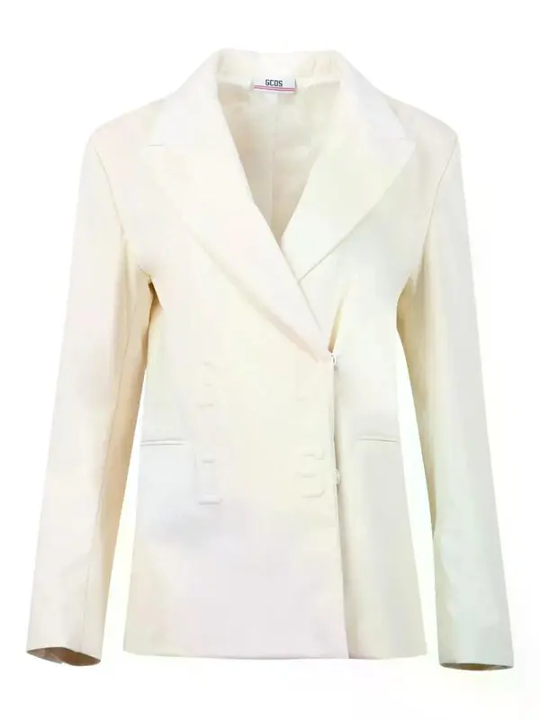 Gcds Double-breasted Logo-embossed Jacket - White