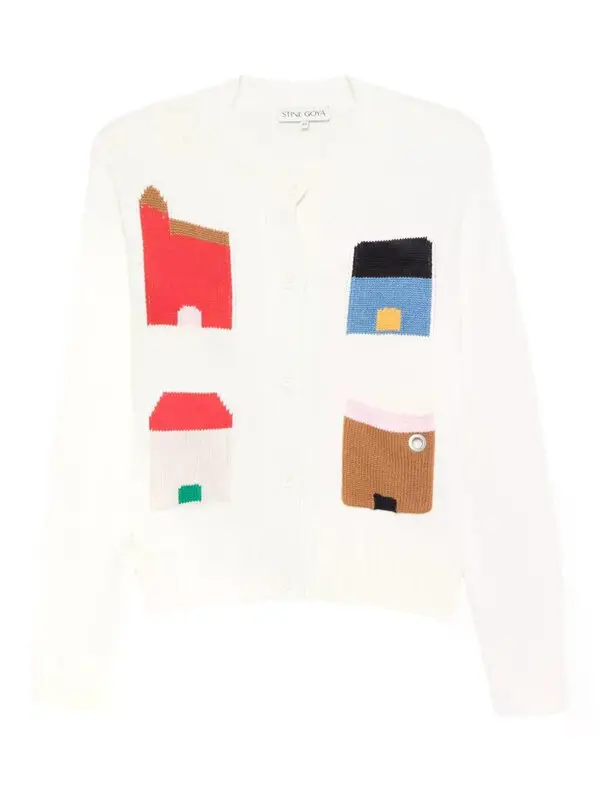 Stine Goya House-motif Cardigan - White
