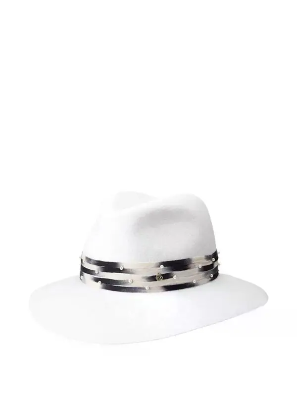 MAISON MICHEL Pearl-embellished Hat - White