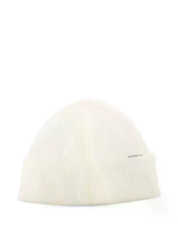 ANERKJENDT Ribbed Cotton Beanie - White