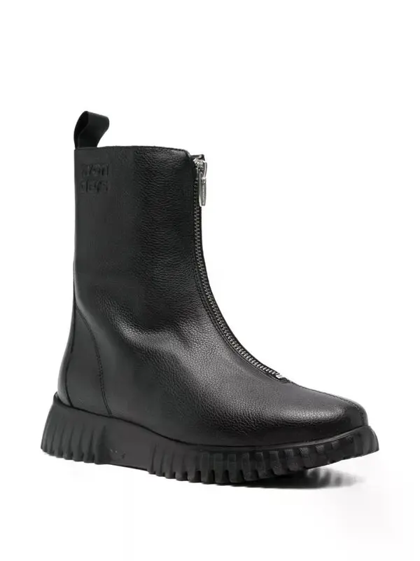 WONDERS Zip-front Textured Leather Boots
