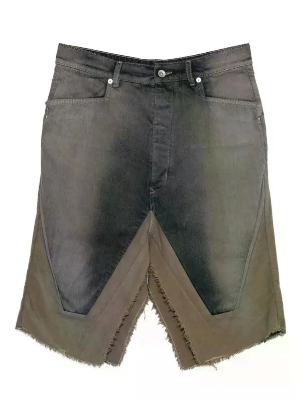 Rick Owens Frayed Patchwork Denim Skirt - Grey