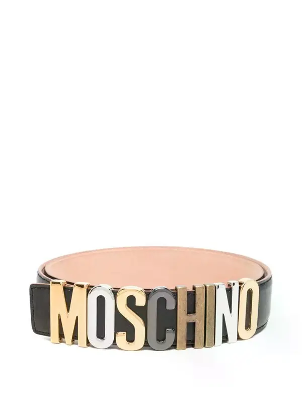 Moschino Logo Lettering Belt - Black