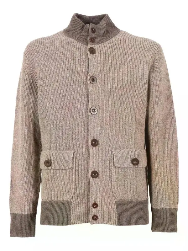 BALLANTYNE Ribbed Wool Cardigan - Brown