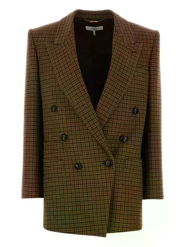 Chloé Houndstooth Wool Blazer