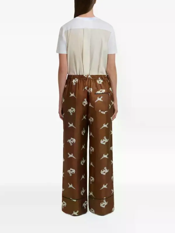 Marni Raven-print Wide-leg Trousers