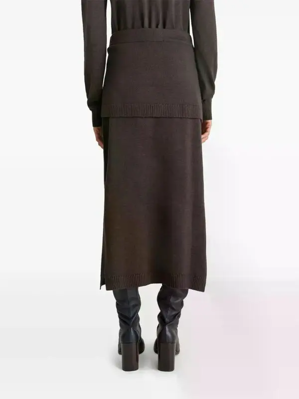 LEMAIRE Tie-detail Ribbed Midi Skirt - Brown