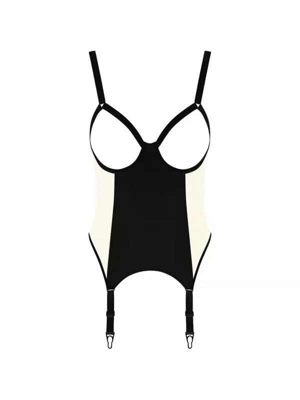 MAISON CLOSE Open-bust Bodysuit - Black