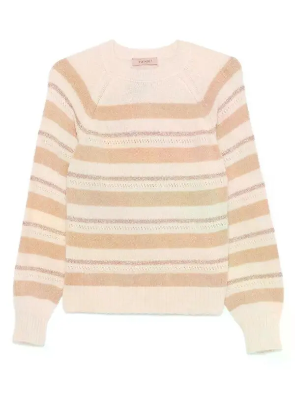TWINSET Striped Lurex-detail Sweater