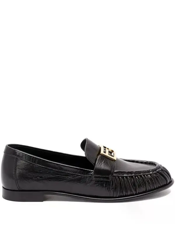 Fendi Logo-detail Leather Loafers