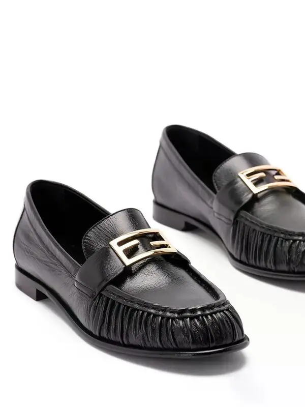 Fendi Logo-detail Leather Loafers