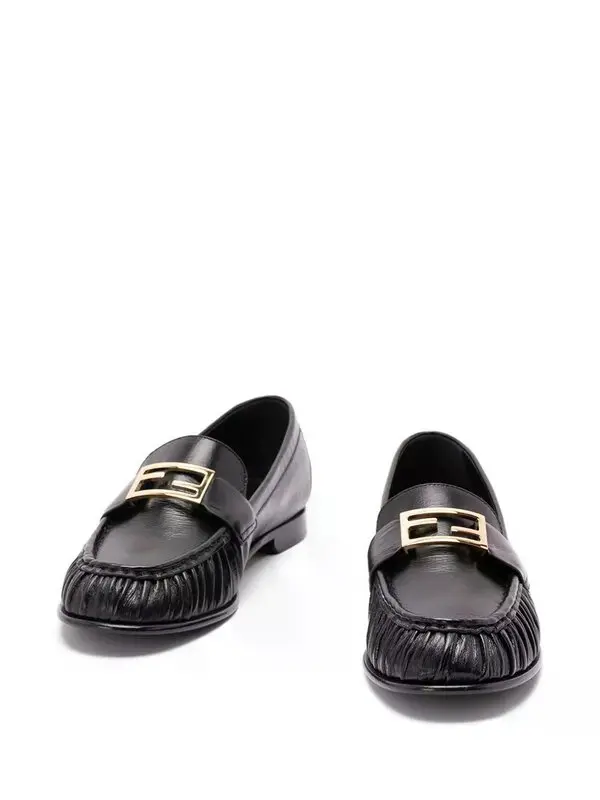 Fendi Logo-detail Leather Loafers