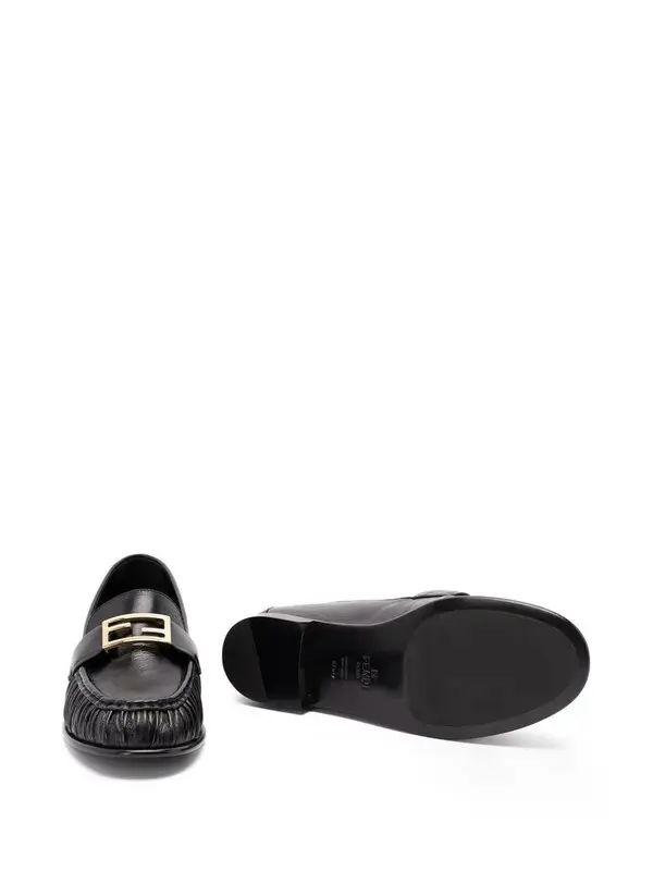 Fendi Logo-detail Leather Loafers