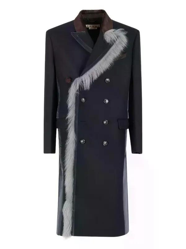 Marni Double-breasted Fur-trimmed Coat