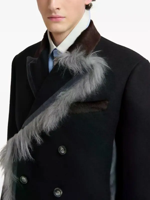Marni Double-breasted Fur-trimmed Coat
