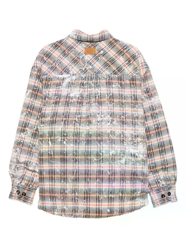 LC23 Checked Paint-splatter Shirt Jacket
