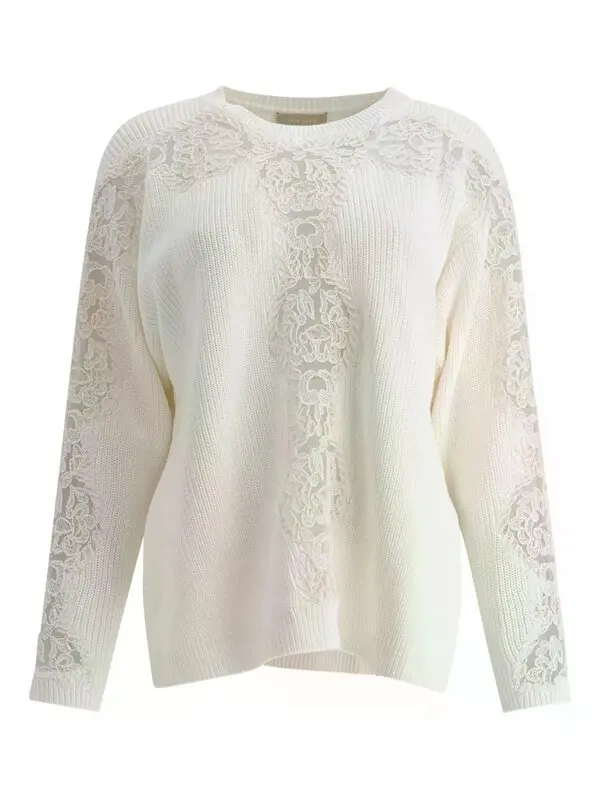 Elie Saab Lace-insert Cotton Sweater