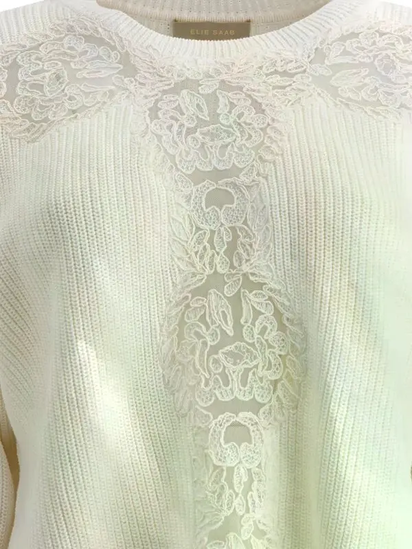 Elie Saab Lace-insert Cotton Sweater