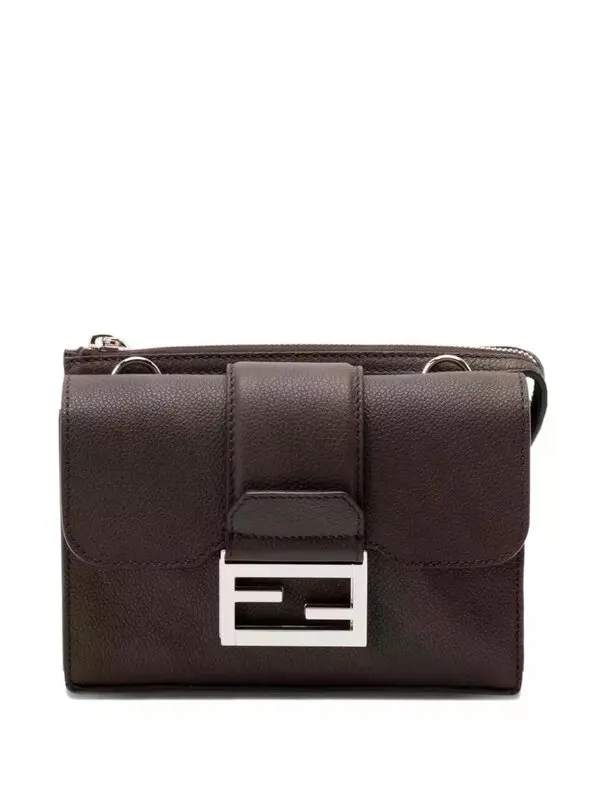 Fendi Double Baguette Leather Messenger Bag - Brown