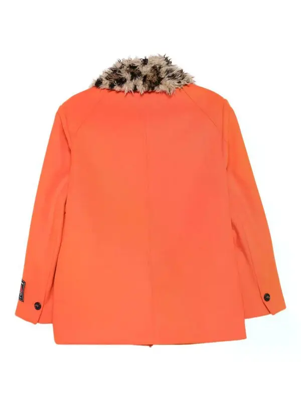 MSGM Wool-blend Jacket With Faux-fur Collar