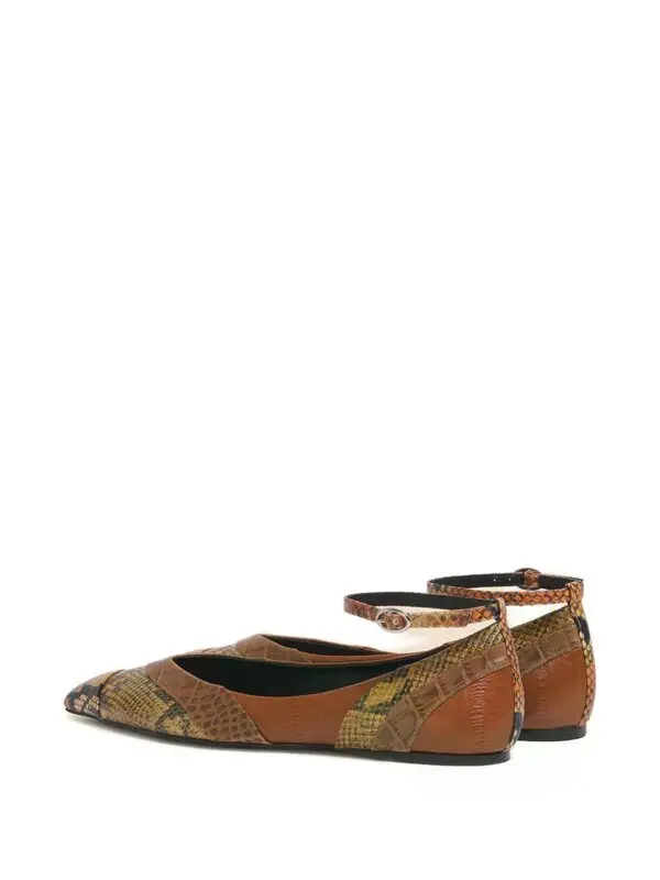 Marni Ankle-strap Pointed-toe Flats - Brown