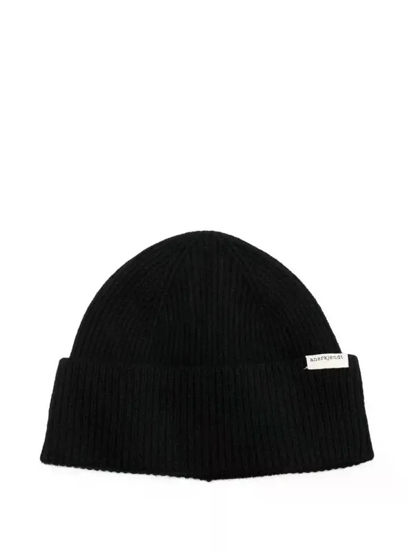 ANERKJENDT Ribbed Wool Beanie - Black