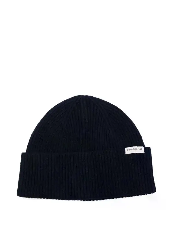 ANERKJENDT Ribbed Wool Beanie - Blue