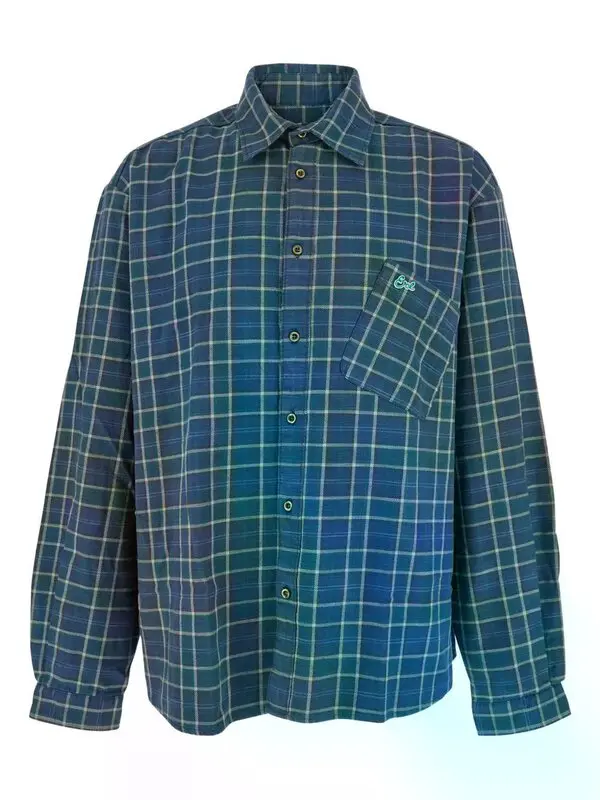 ERL Check-pattern Shirt With Logo Embroidery - Blue