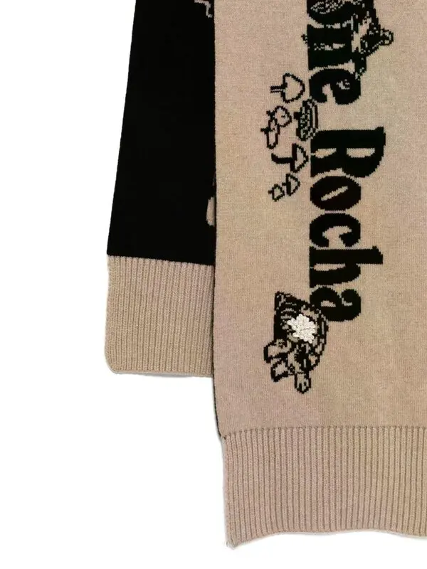 Simone Rocha Long Graphic Logo Knit Scarves