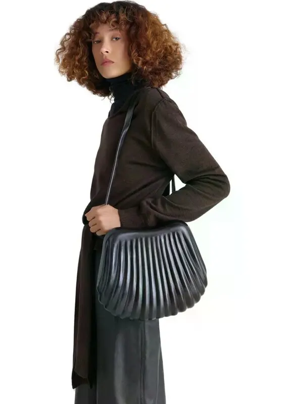 LEMAIRE Carlos Bag In Molded Leather - Black