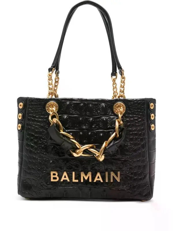Balmain Crocodile-effect Leather Tote Bag