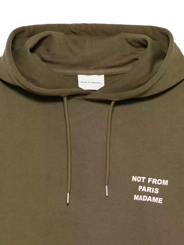 Drole De Monsieur Le Slogan Cotton Hoodie - Green