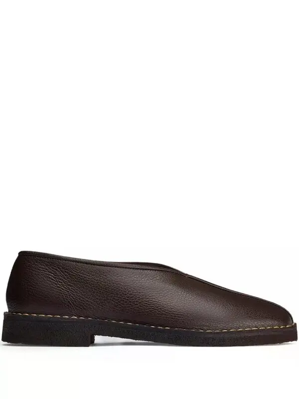 LEMAIRE Piped Square-toe Slippers - Brown