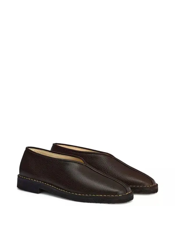 LEMAIRE Piped Square-toe Slippers - Brown