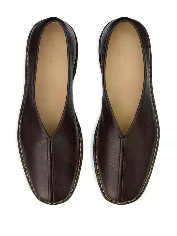 LEMAIRE Piped Square-toe Slippers - Brown