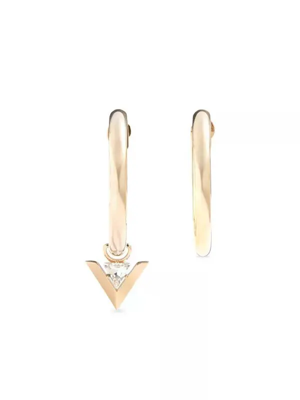 Valentino Garavani V-metal And Crystal Hoop Earrings - Gold
