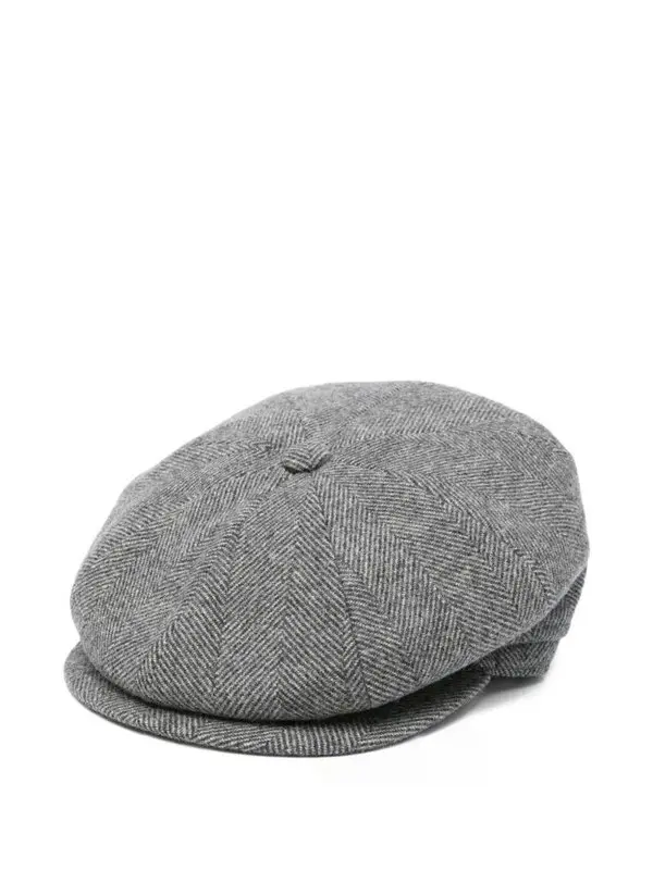 Tagliatore Herringbone Wool Cap - Grey