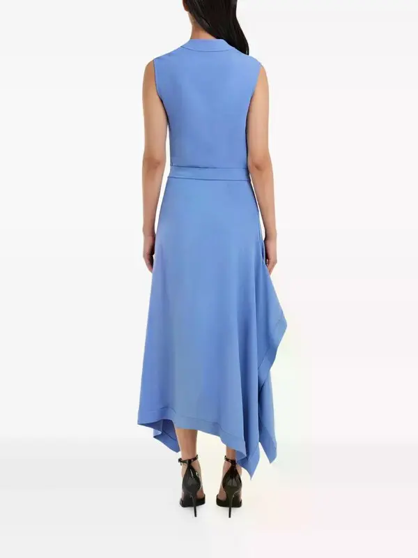 Ferragamo Asymmetric Crepe Midi Dress - Blue | Editorialist