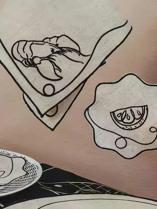 MISETTE Line Drawing Linen Coasters - Neutrals