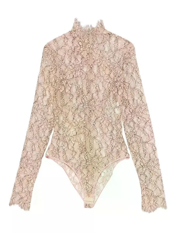 Valentino Garavani Floral Lace High-neck Bodysuit - Neutrals