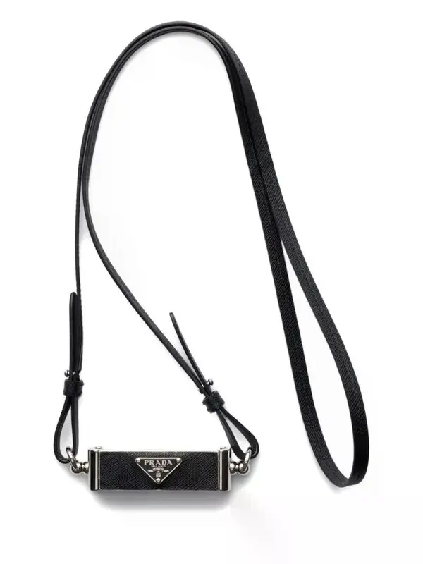 Prada Triangle-logo Leather Smartphone Case - Black