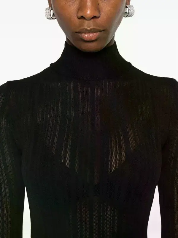 AMAZUIN Ribbed High-neck Top